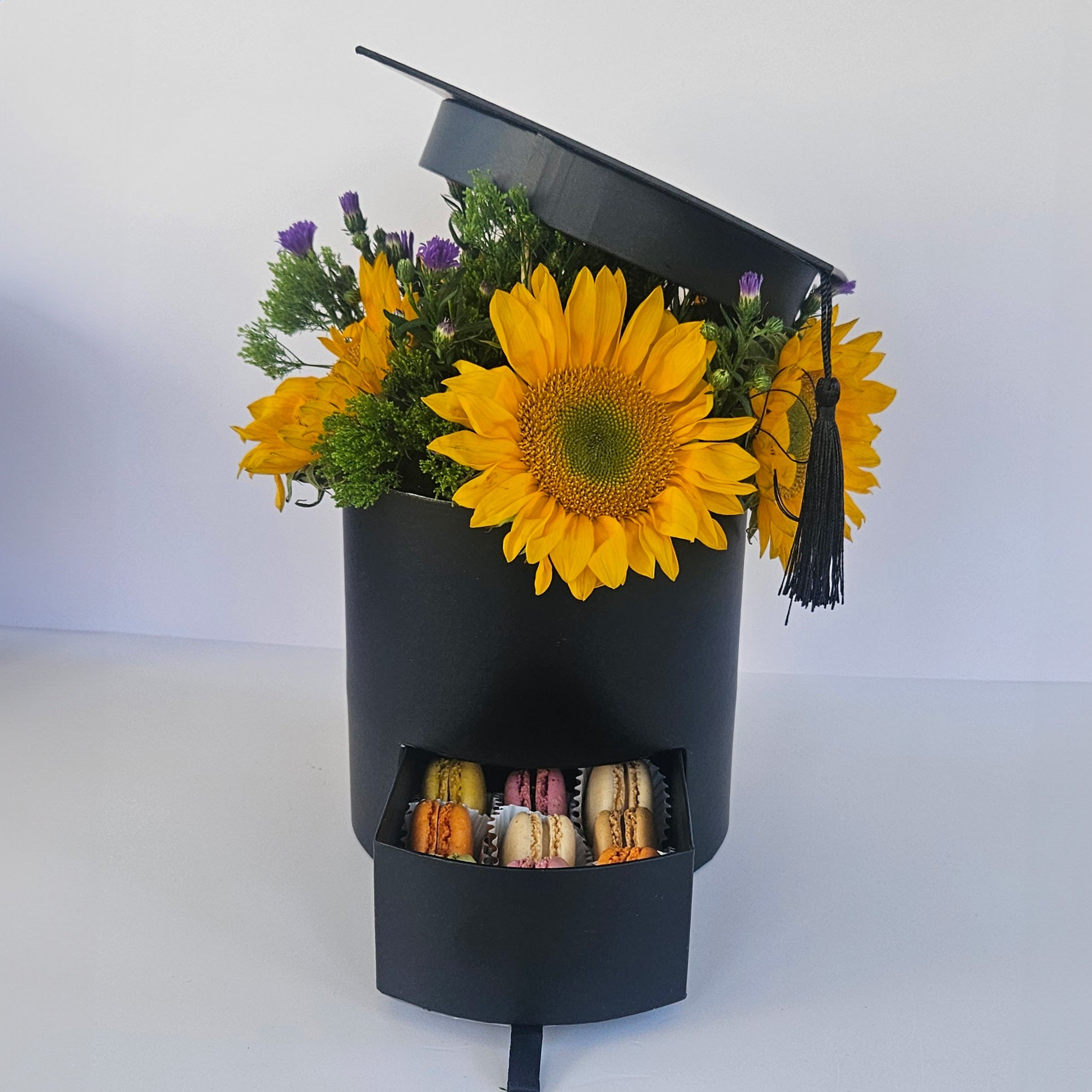 Congrats Grad Sunflowers & Macarons Box – Board and Blossom